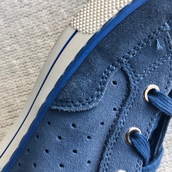 Coach | Shoes | Coach Blue Leather Suede Lace Up Sneakers | Poshmark